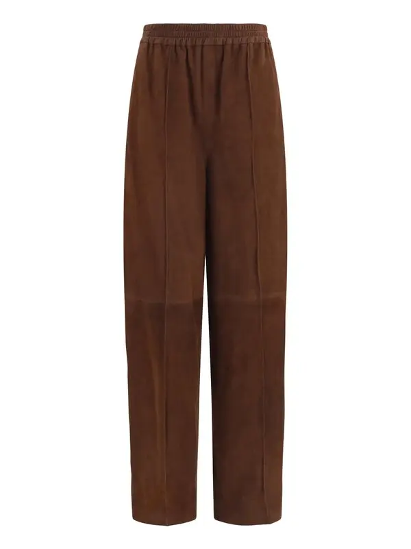 Fabiana Filippi Suede Wide Leg Pants With Monili Detail - Brown