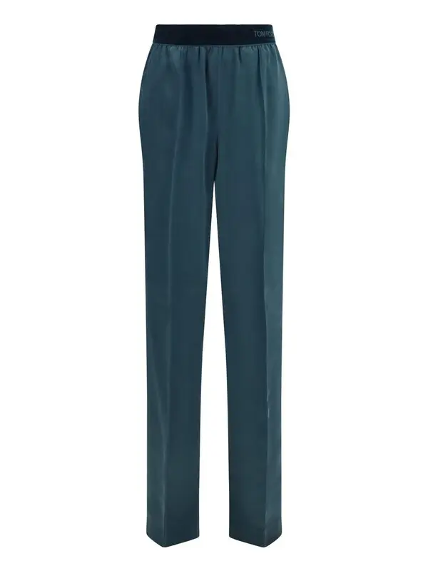 TOM FORD Stretch Silk Satin Pants - Blue