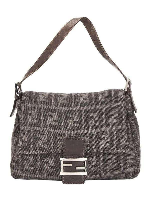 Fendi Zucca Mama Forever Baguette Shoulder Bag - Grey
