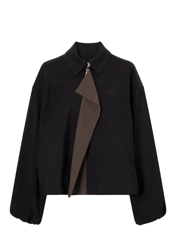 Loewe Cropped Shell Jacket With Draped Twill Insert - Black