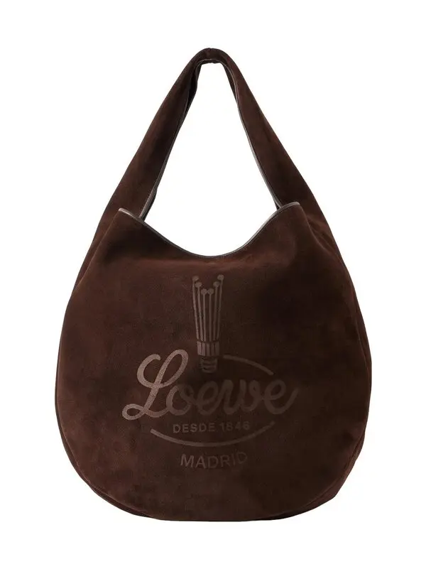 Loewe Logo-debossed Suede Tote - Brown