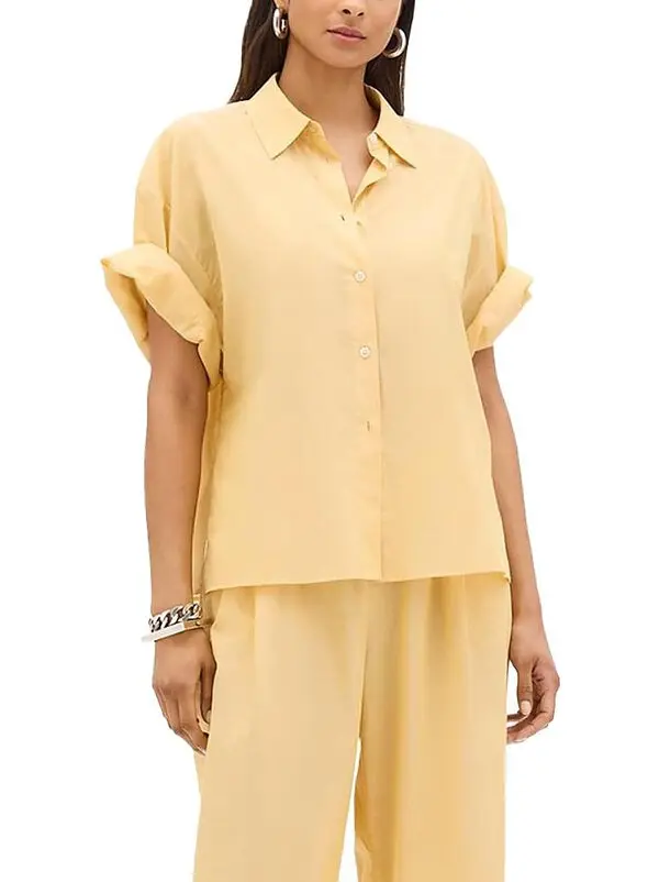 Another Tomorrow Voile Short Sleeve Shirt - Mimosa
