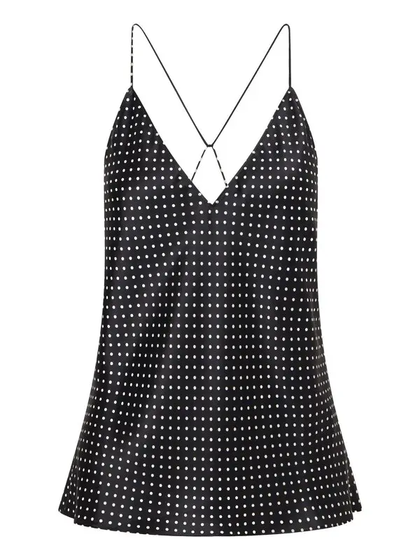 NILI LOTAN Emile Polka-dot Silk-satin Camisole - Navy