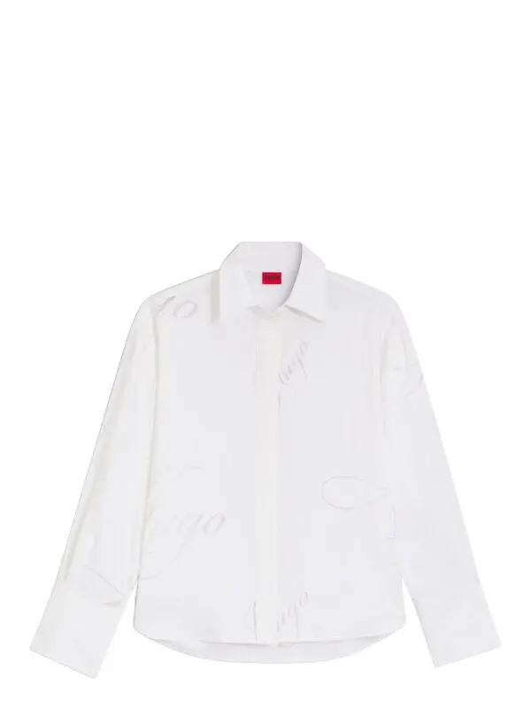 Hugo Burnout Logo" Oversized Cropped Blouse - Patterned