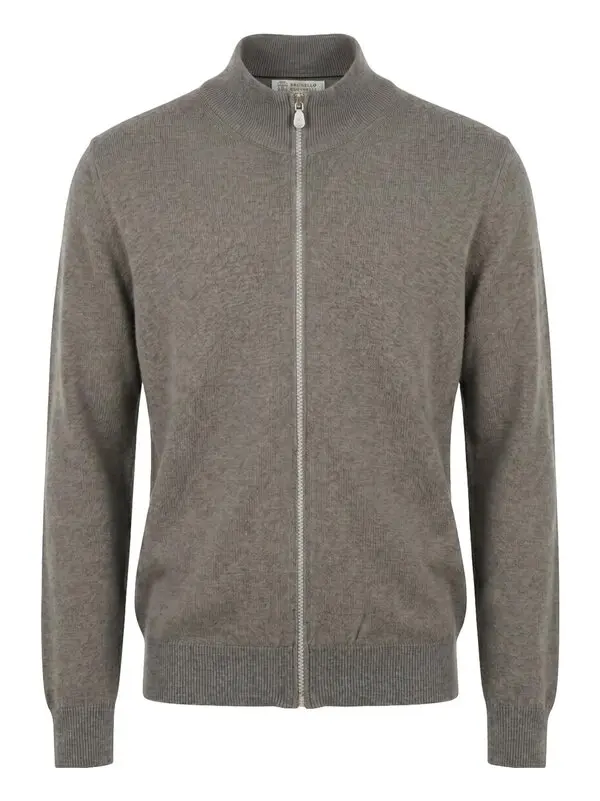 Brunello Cucinelli Zip-up Knitted Cardigan - Grey
