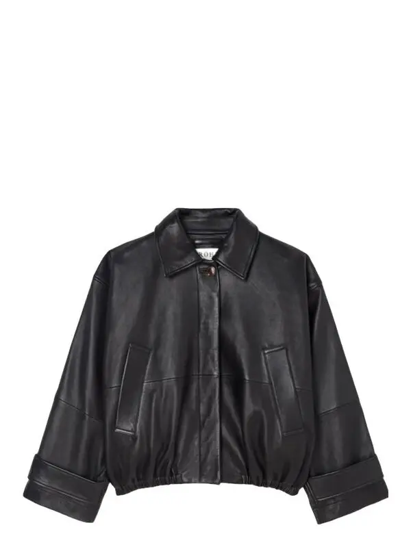 RÓHE Cropped Leather Jacket - Black