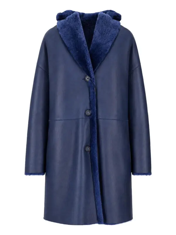 Lela Rose Long-sleeved Leather Jacket - Blue