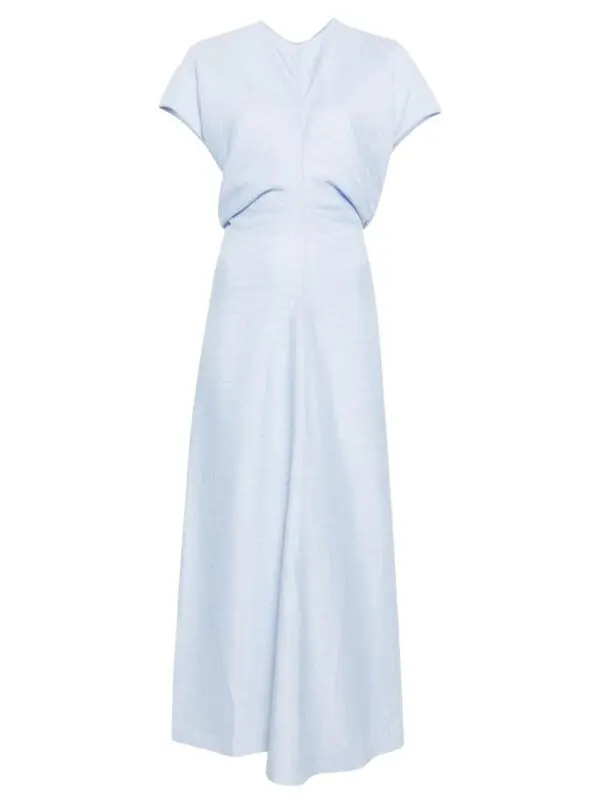 TOTEME Slouch Waist Crewneck Maxi Dress - Blue