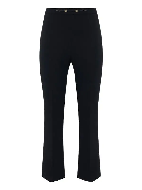 Elisabetta Franchi Pleated Flared Trousers - Black
