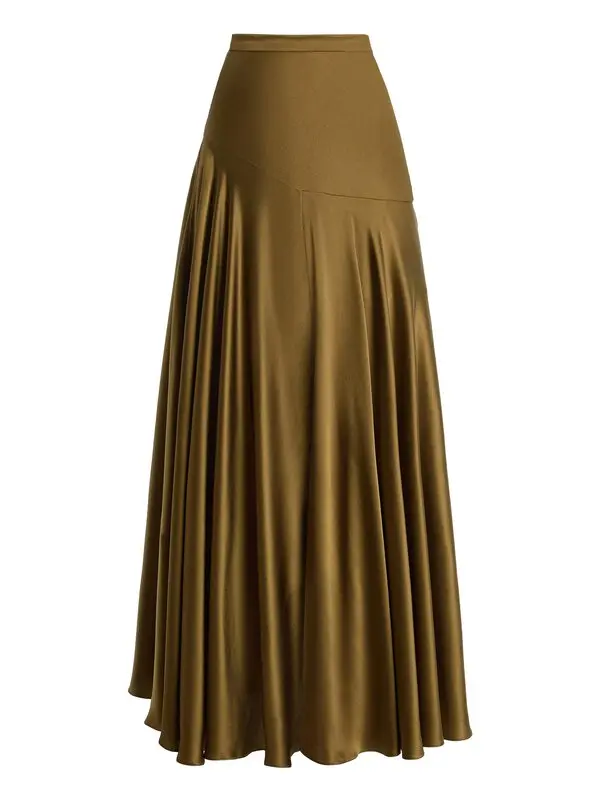 Adam Lippes Silk Charmeuse Skirt - Olive