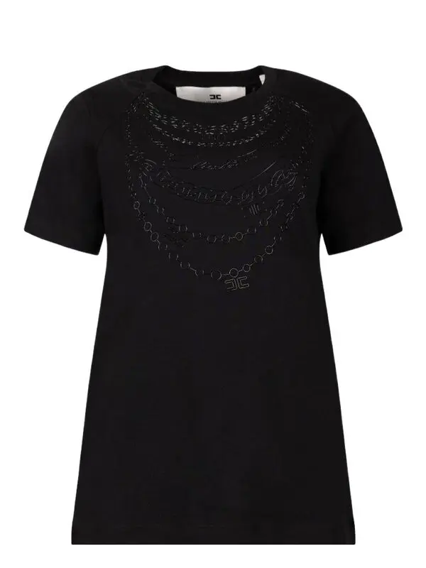 Elisabetta Franchi Crewneck T-shirt With Graphic Detail - Black