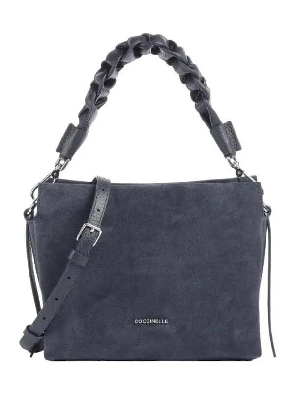 COCCINELLE Braided-handle Suede Shoulder Bag - Black