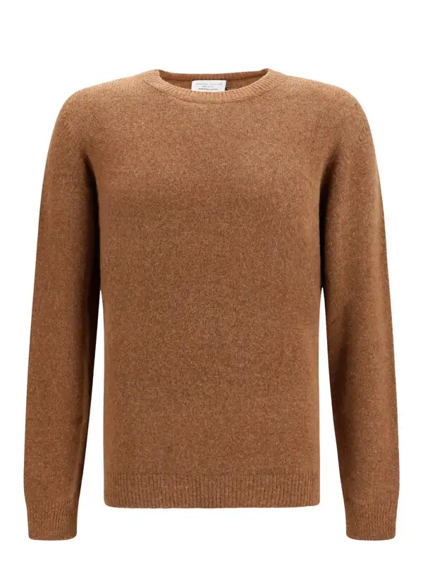 ROBERTO COLLINA Ribbed Crewneck Knitted Sweater - Camel