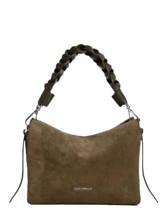 COCCINELLE Braided Handle Shoulder Bag - Fango