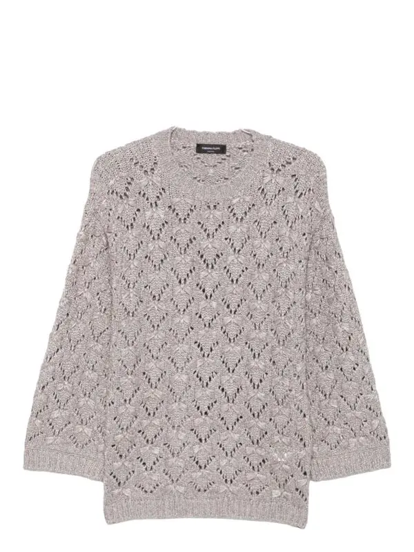 Fabiana Filippi Open-knit Pointelle Trim Sweater - Gray