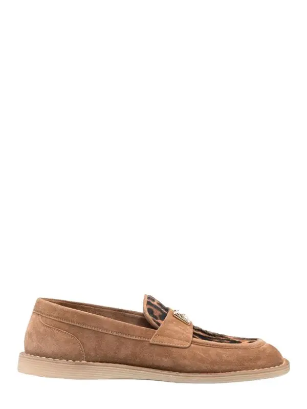 Dolce & Gabbana Logo Detail Suede Loafers - Brown