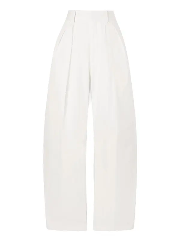 KALLMEYER Joel Pleated Cotton-poplin Wide-leg Pants - Neutrals