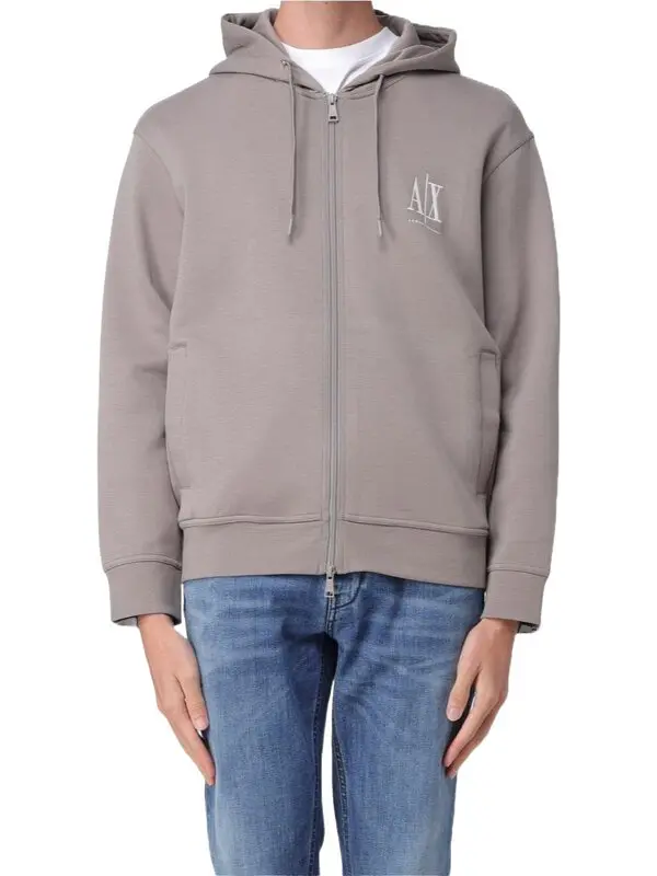 Armani Exchange Zip-up Hoodie With Logo - Gray