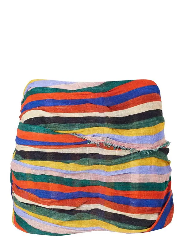 Staud Nicola Striped Cotton Mini Skirt - Blue