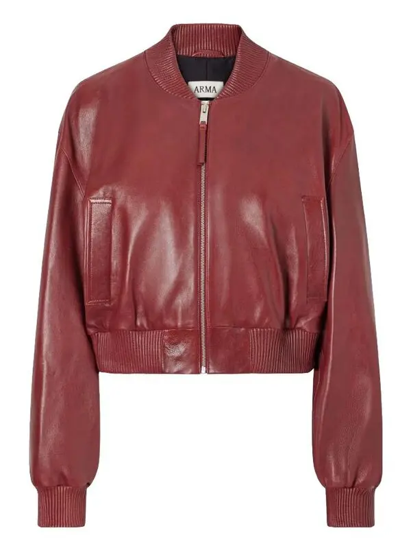ARMA Hannan Leather Bomber Jacket - Red