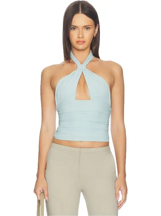 MIMCHIK Knotted Halter Top - Ice
