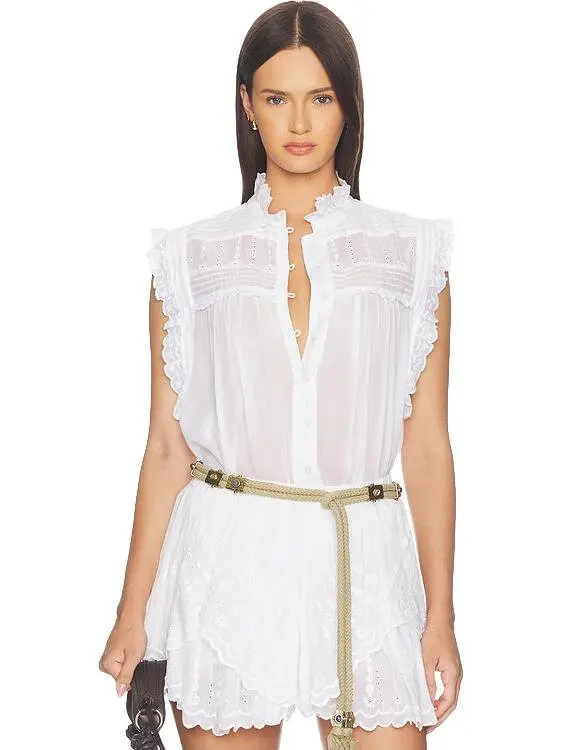Isabel Marant Étoile Sleeveless Button-up Top With Crochet Detail - White