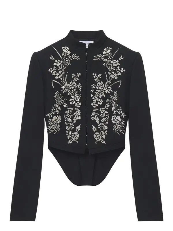 Alexander McQueen Embroidered Cropped Jacket - Black