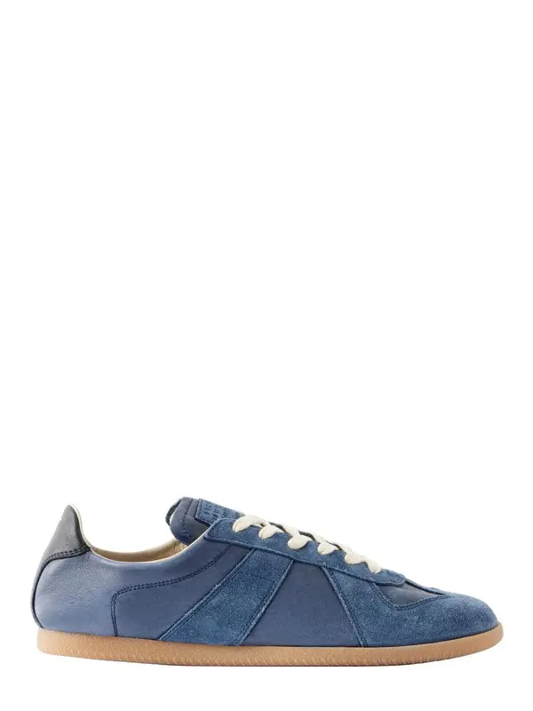 MAISON MARGIELA Replica Suede-trimmed Leather Sneakers - Navy