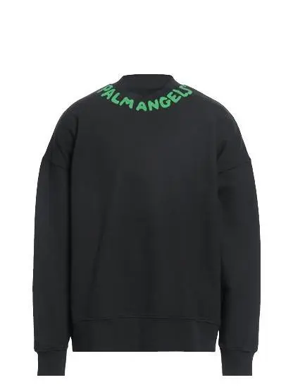 Palm Angels Cotton Sweatshirt With Mock Neck And Logo Print - Black