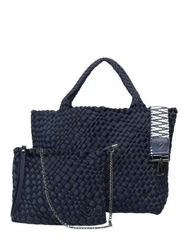 PRENELOVE Woven Tote With Detachable Wristlet - Blue