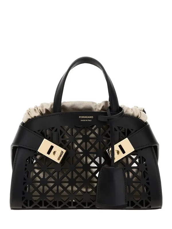 FERRAGAMO Leather Mini Hug Handbag - Black