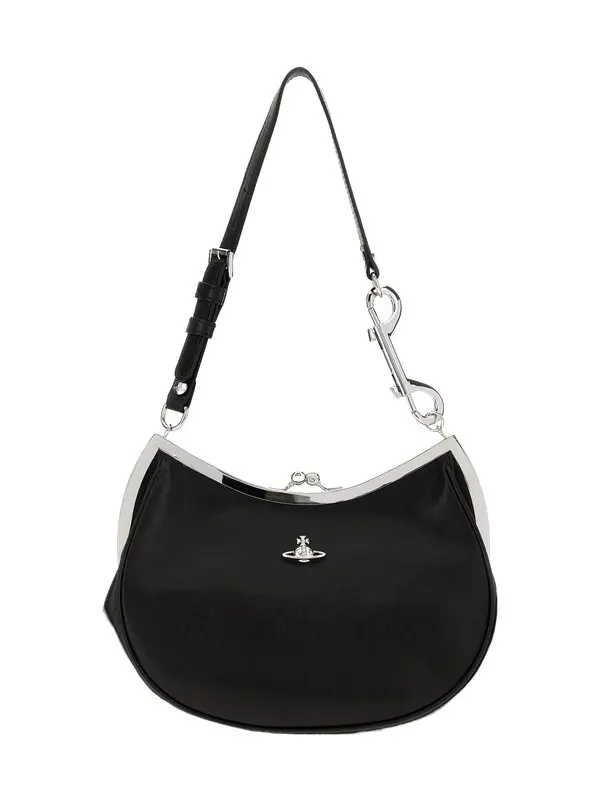 VIVIENNE WESTWOOD Leather Charm Frame Shoulder Bag - Black