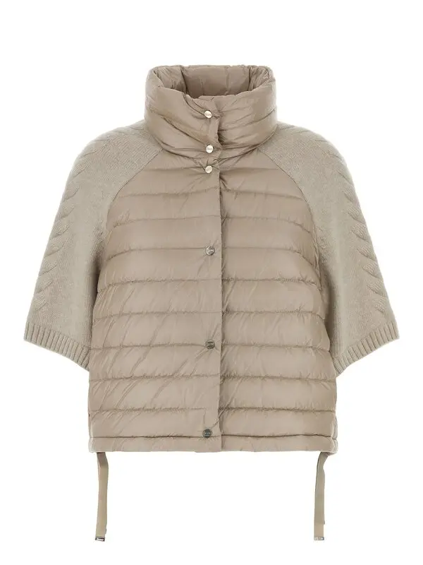 Herno Beige Quilted Jacket With Knit Inserts - Light Brown