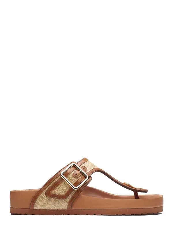 BIRKENSTOCK Gizeh Framed Raffia Sandal With Buckle - Marrone