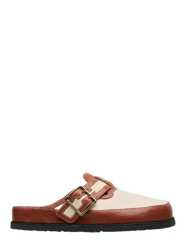BIRKENSTOCK Bold Buckled Canvas Clogs - Brown