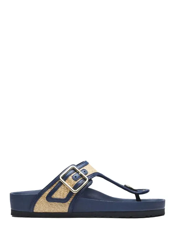 BIRKENSTOCK Gizeh Framed Raffia Thong Sandals - Blu
