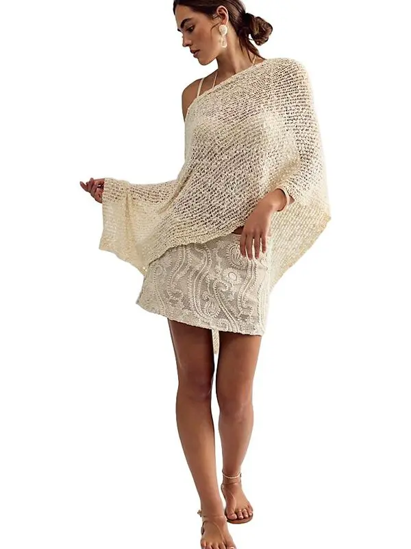 Free People Jade Knit Poncho - Ivory
