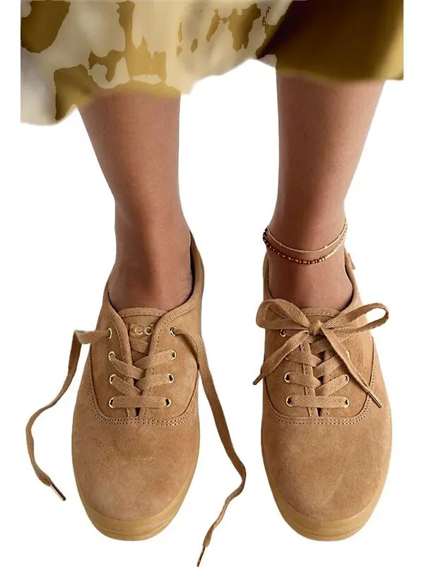KEDS Champion Luxe Suede Lace-up Sneakers - Tan