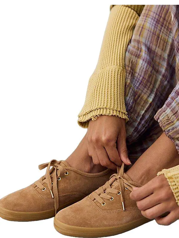 KEDS Champion Luxe Suede Lace-up Sneakers - Tan