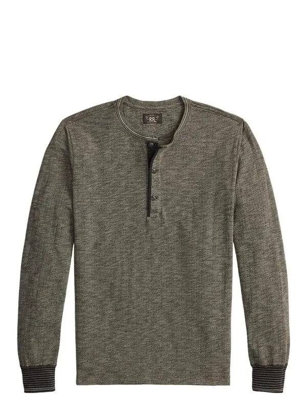 Ralph Lauren Indigo Jacquard Henley Shirt - Black/multi