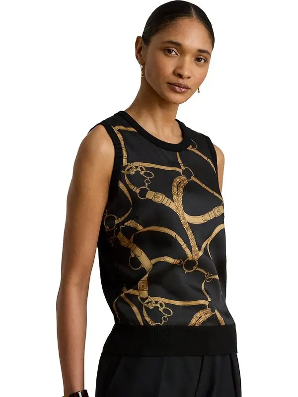 Ralph Lauren Sleeveless Sweater With Belting Print - Black Multi