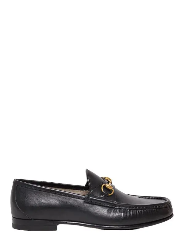 Gucci Black Leather Loafers With Clamp Detail - Multicolor