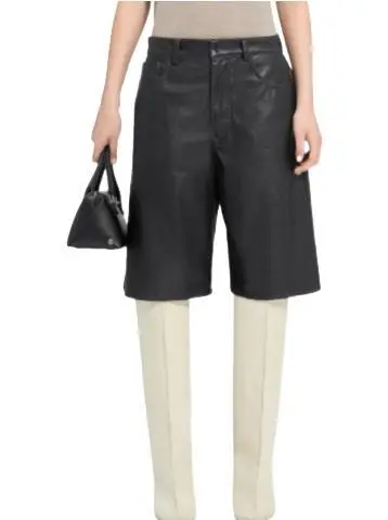 MAISON MARGIELA Faux-leather Knee-length Shorts - Black