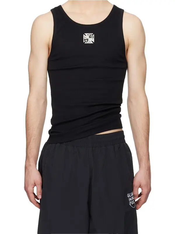 Vetements Biker Cross Logo Crew Neck Vest - Black