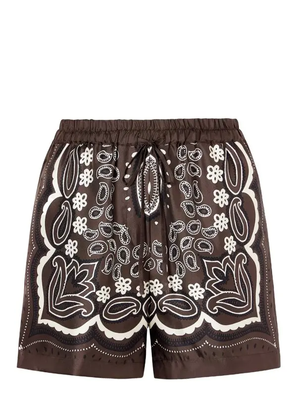 NILI LOTAN Printed Elastic Waist Shorts - Multicolor