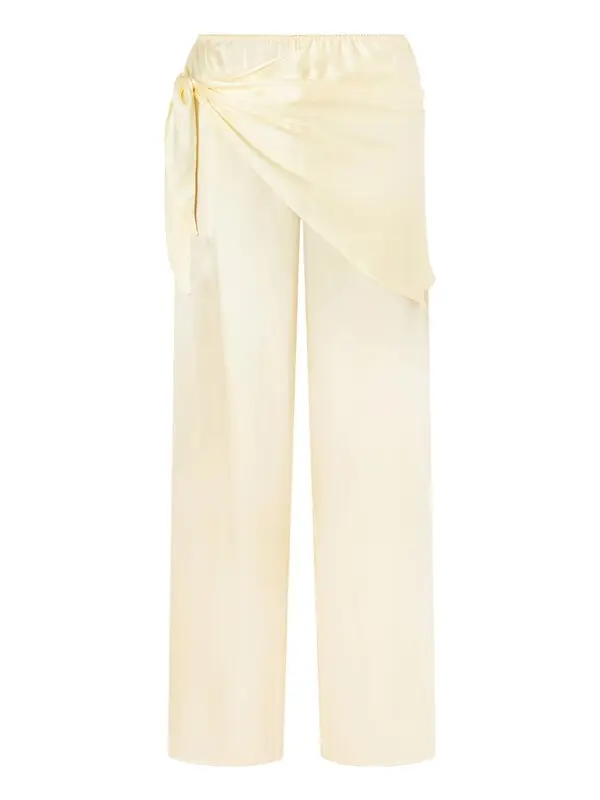 DÔEN High-waisted Wide-leg Silk Trousers With Belted Detail - White