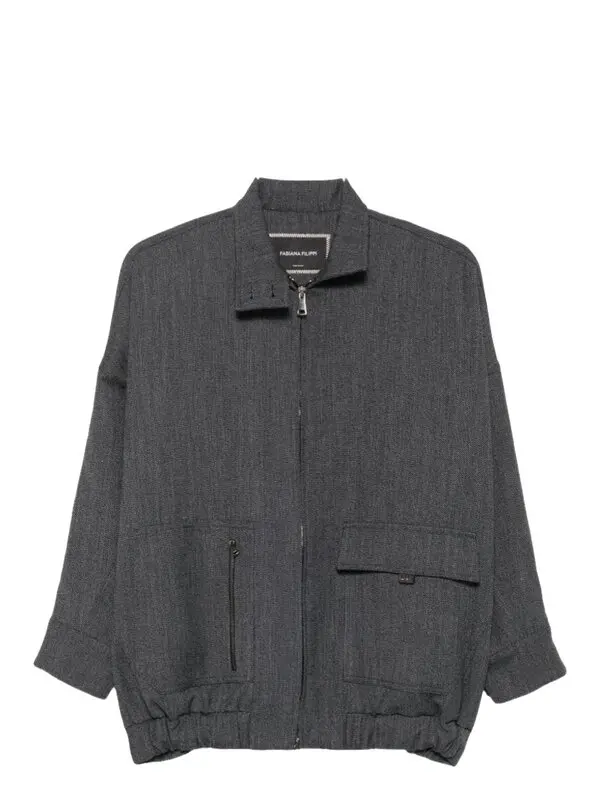 Fabiana Filippi High-neck Zip-up Coat - Black