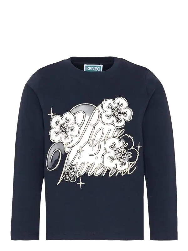 Kenzo Floral Print Long Sleeve T-shirt - Blue