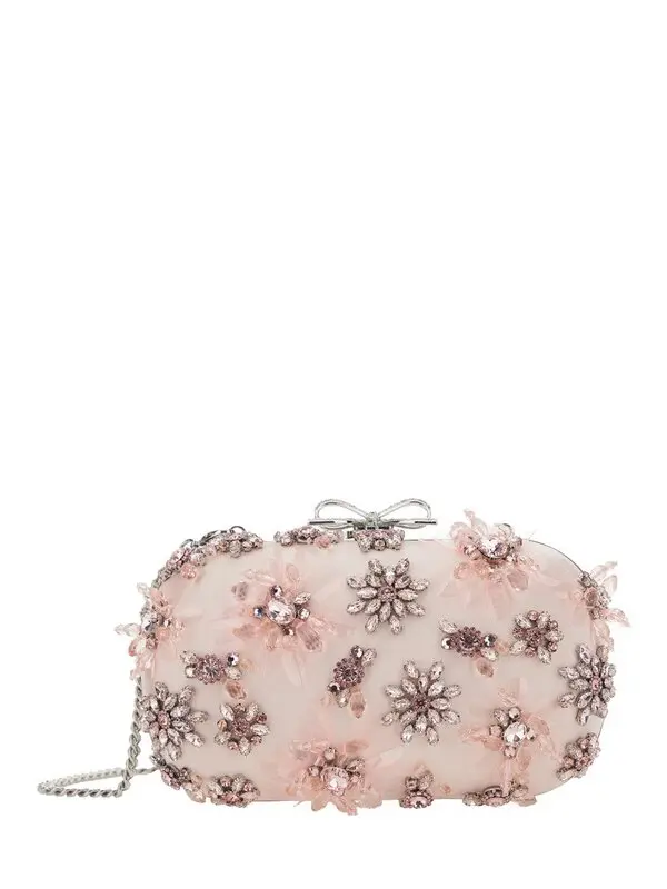 SELF-PORTRAIT Floral Embellished Clutch With Bow Detail - Multicolor