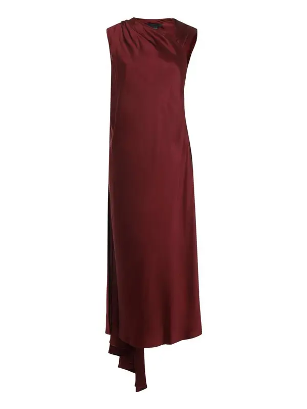 Max Mara Asymmetrical Silk Midi Dress - Red